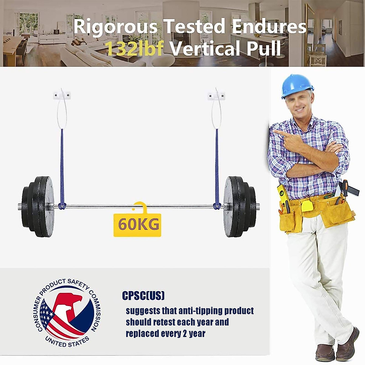 Furniture Anchors Wall Anchors (Pack of 10) with Thickened Bracket, Baby Proofing Anti Tip Furniture Straps Kit, for Dresser Bookcase Shelves and Earthquake Resistant