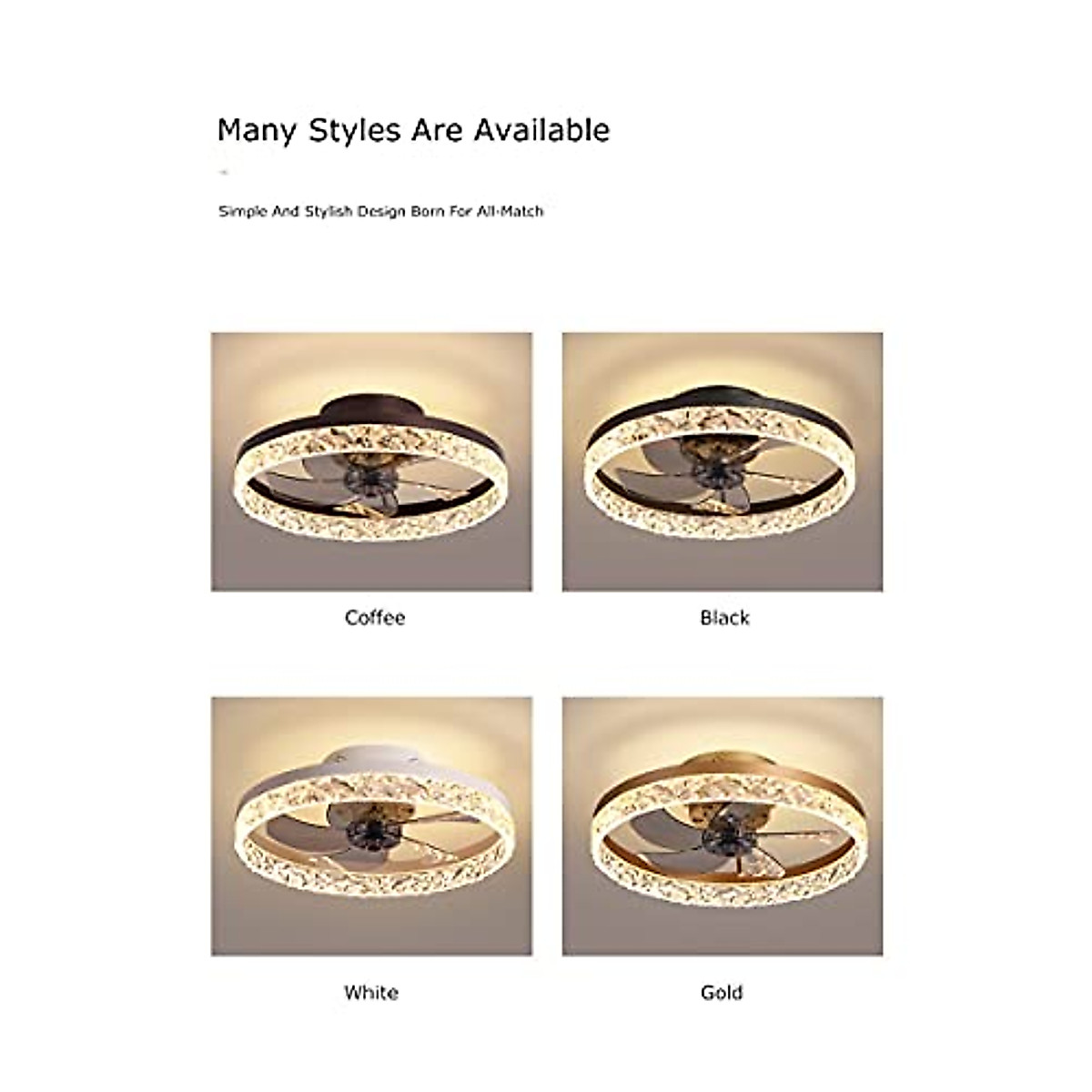 AAXYZX 50CM Modern LED Ceiling Fan Lights European-Style Simple Invisible Bedroom Dining Room Living Room Fan Lamps 3 Color Changeable,Luxury Lamp