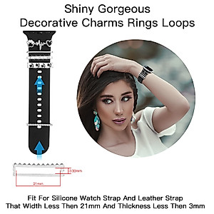 Watch Band Charms Decorative Rings Loops Compatible with Apple Watch 38mm 40mm 41mm 42mm 44mm 45mm 49mm Metal Slide Watchband Accessories Charm for iWatch Ultra 2 Series 9 8 7 SE 6 5 4 3 2 1,