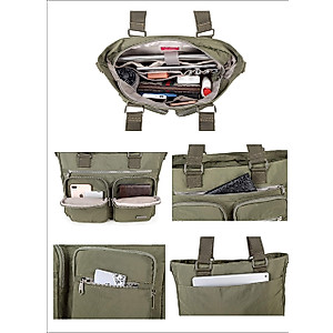 Crest Design Nylon Shoulder Bag Handbag, Teacher Nurse Tote Organizer (Army Green)