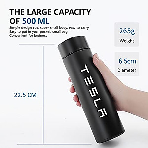 CAUZAMARE 17 oz TES1A Logo Frosted Travel Mugs & Tumblers Vacuum Insulated Stainless Steel Thermal Bottle Fashion Business Thermal Cup for Hot or Cold Drink Coffee Or Tea (Red)