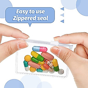 Pill Pouch Bags Zippered Pill Pouch Set Reusable Pill Baggies Clear Plastic Pill Bags Self Sealing Travel Medicine Organizer Storage Pouches with Slide Lock for Pills and Small Items (24 Pieces)