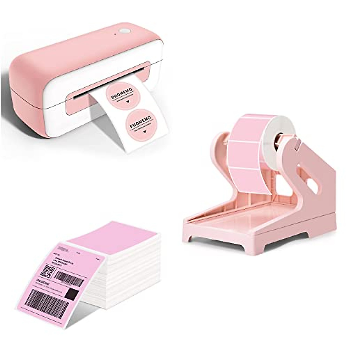 Phomemo Label Printer, Label Holder, 4X6 Pink Thermal Label