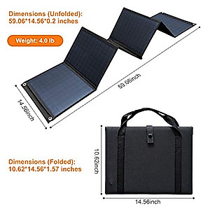 Keshoyal Foldable Solar Panel – 60W Portable Solar Panels with 5V USB and 18V DC for Camping,Cell Phone,Tablet and 5-18V Devices – Compatible with Solar Generators Power Stations