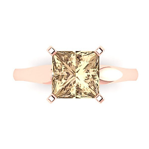 2.55 Princess Cut Solitaire VVS1 Yellow Moissanite Classic Bridal Wedding Statement Ring in 18K Rose Gold Size 6.75