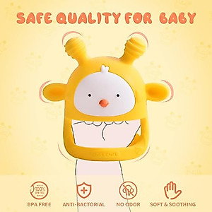 Silicone Baby Teething Toy Never Drop Infants Toys Baby Teether Infant Rattling Teether Soothing Pacifier Teething Toys for Babies 6-12 Months BPA Free 2 Pack Yellow&Blue