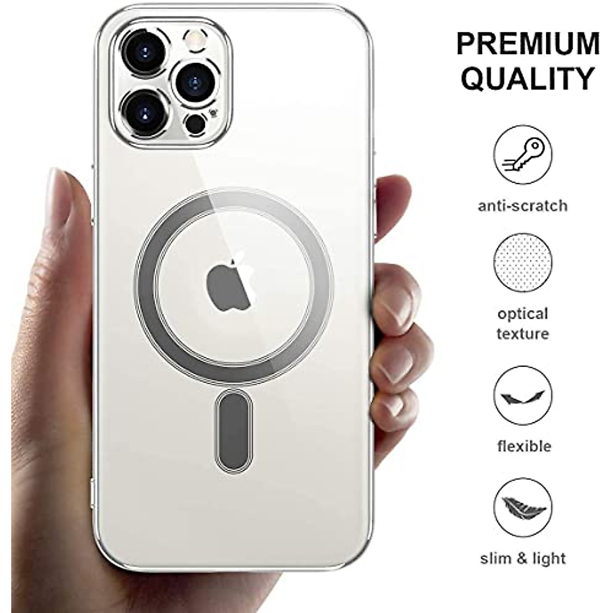 HVDI Clear Magnetic Case for iPhone 11 Pro with Mag-Safe Wireless Charging, Soft Silicone TPU Bumper Cover, Thin Slim Fit Hard Back Shockproof Anti-Yellow Protective Case for iPhone 11 Pro 5.8Inch