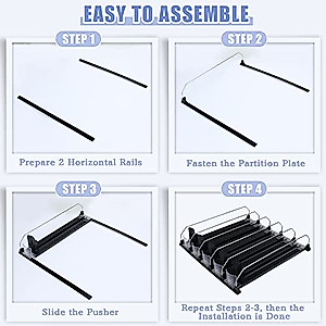 Drink Organizer for Fridge, Self-Pushing Soda Can Organizer for Refrigerator, Width Adjustable Pusher Glide, Beer Pop Can Water Bottle Storage for Pantry, Kitchen