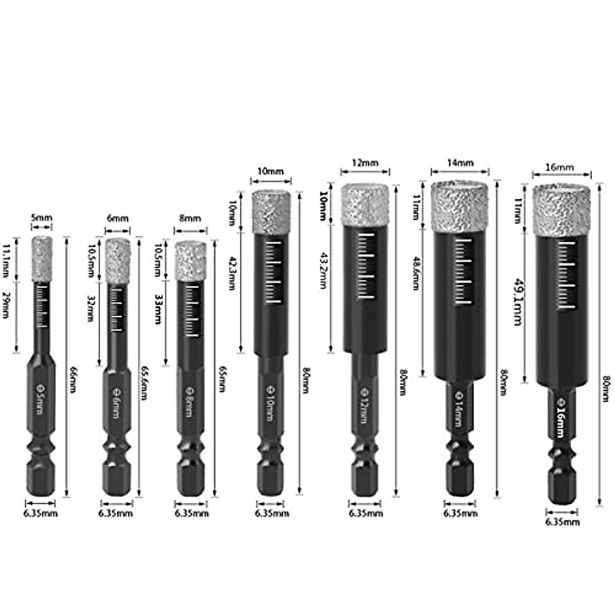 Szliyands Dry Diamond Drill Bits Set 2 Packs for Granite Porcelain Tile Ceramic Marble Size (10mm), with Quick Change Hex Shank Diamond Drill Bits