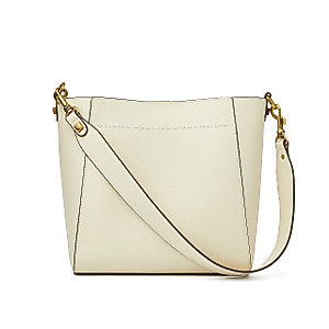 Leather Bucket Tote Bag For Women Medium Hobo Shoulder Purse And Handbags (4-Off White)