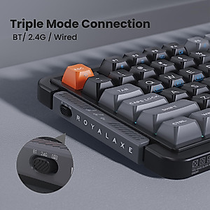 ROYALAXE L98 Wireless Mechanical Keyboard with 1.14” TFT LCD, Hot-swappable RGB Keyboard with Gateron G Yellow Pro Switches, Bluetooth/2.4G/Wired, Gasket Mount, PBT Keycaps, Charcoal Gray