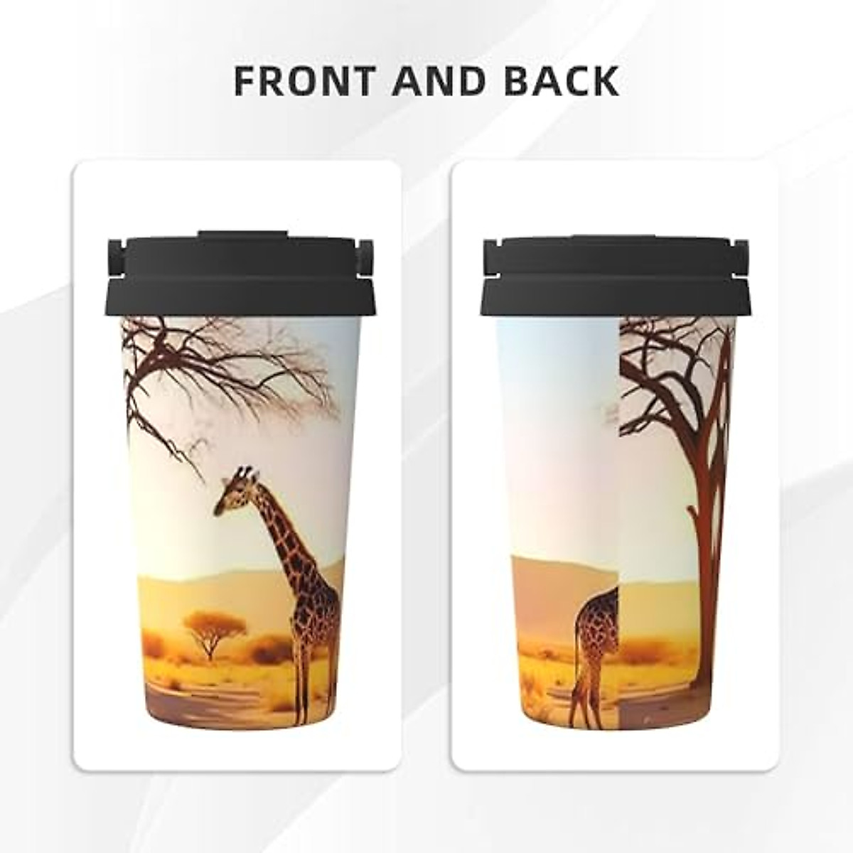 WANGXUEE Africa Giraffe Majestic Tree Print 500ml Stainless Steel Travel Tumbler Double Wall Vacuum Insulated Coffee Mug