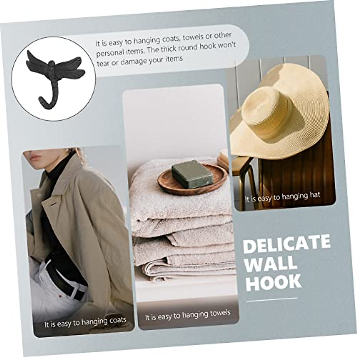 Cabilock 2 Sets Dragonfly Hook Metal Bag Hook Single Coat Hanger Decorative Wall Hangers Robe Towel Hook hat Rack Heavy Duty Clothes Hanger Dragonfly Hanger Wrought Iron Hanger Rack Cartoon