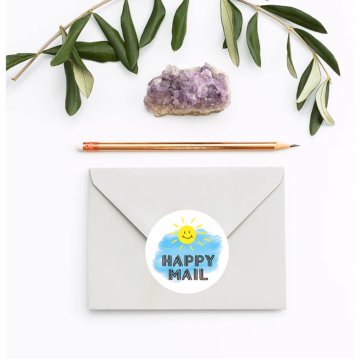 smar chalkboard sticker Happy Mail Stickers Large 1.5 inch Cute Mail Small Business Labels with Smile Shipping Thank You Stickers for