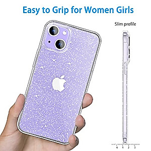 JJGoo Compatible with iPhone 14 Case, Bling Sparkle Soft TPU Anti-Scratch Shockproof Protective Phone Bumper, Women Girls Cute Slim Sparkly Phone Case for iPhone 14, Clear Glitter