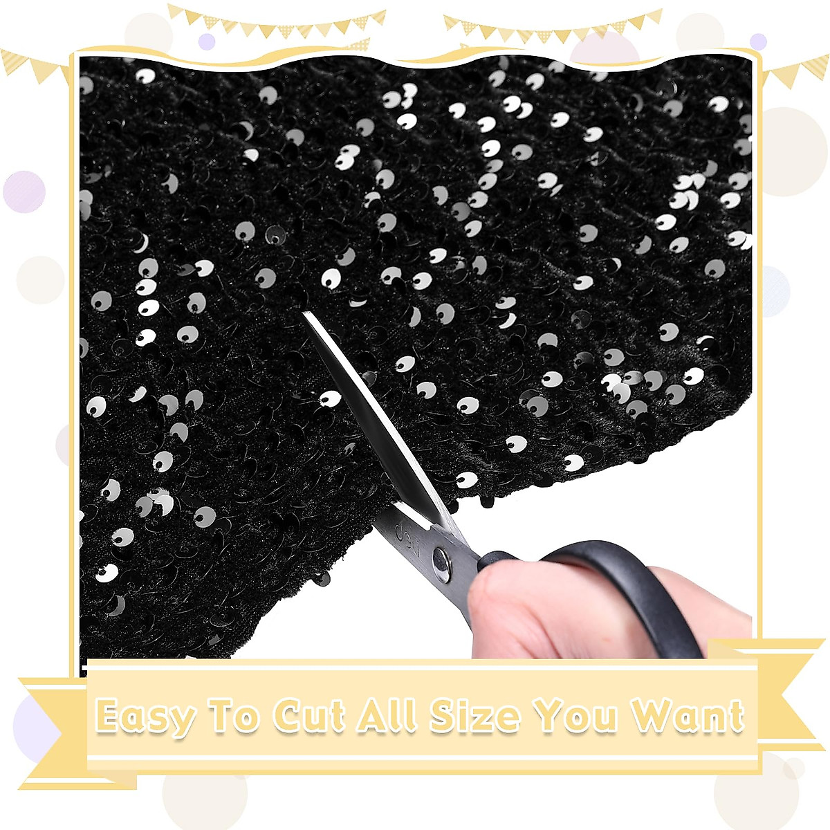 Black Sequin Fabric by The Yard Glitter Sequin Velvet Fabric 2 Yards Sparkle Thick Material for Sewing Bridal Clothes Gowns Costumes Dress Making for Prom Dresses Velvet Stretch Fabric