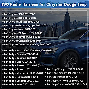 Fiegromech ISO Car Radio Stereo Wire Cable Replacement for 2002-2007 Dodge RAM Jeep Chrysler Radio Wiring Harness Power Speaker Adapter