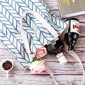 Weewooday 4 Pieces Reusable Tote Bags Canvas Tote Bags Canvas Reusable Shopping Bags Makeup Bags for Girls Women (Classic Style)