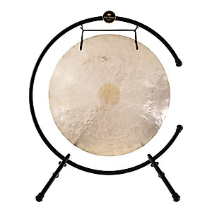 22" Chinese Gongs on Meinl Table Stand (TMTGS-L) - 22" Wind Gong. Includes Gong, Rope, Mallet, & Stand/Compact Stand for Medium Gongs/Great for Meditation,Yoga, & Sound Healing