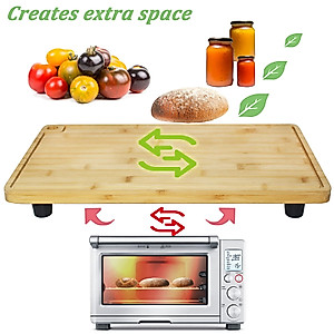 Ansoon Bamboo Wood Cutting Boards for Mini Smart Toaster Oven Air, Compatible with Breville 860 BSS/845BSS Countertop Oven, 1.2inch Heat Resistant Silicone Feet, Creates Storage Space
