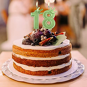 3inch Birthday Number Candle, 3D Candle Cake Topper with Crown Cake Numeral Candles Number Candles for Birthday Anniversary Parties (Green, 2)