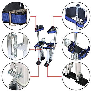 marddpair Drywall Stilts 18-30 inch Grade Adjustable Auminum Tool Stilt for Painting or Cleaning - Silver