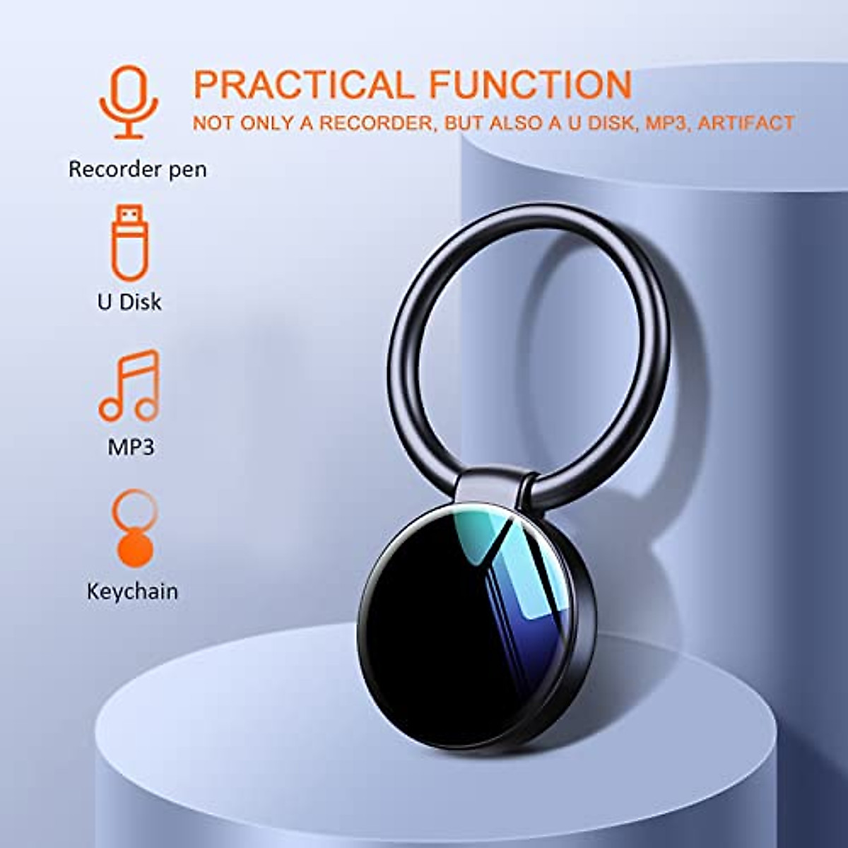 Voice Activated Recorder Keychain, HD Noise Reduction MP3 Voice Recorder, with Earphone, for Lecture, Interview, Meeting and More (32GB)