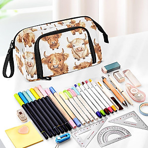 UMIRIKO Cute Highland Cow Pencil Pouches Large Pencil Cases Zipper Pencil Bags Pen Box Big Pen Cases for Adults Girls Kids Boys 21344231
