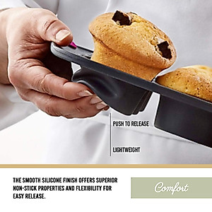 Trudeau Structured Silicone Muffin Pan, 12 Cup, Grey/Mint