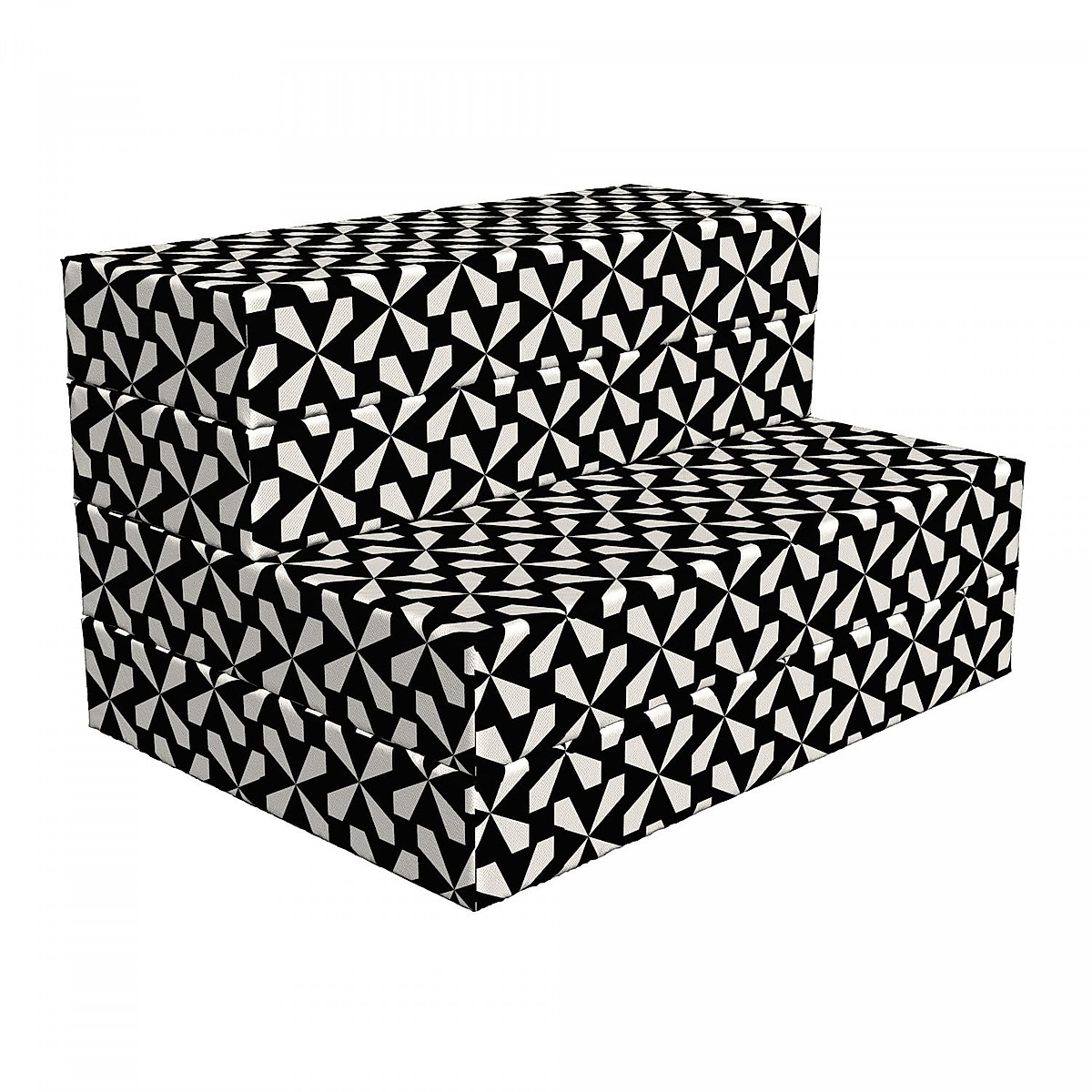 Ambesonne Abstract Foldable Mattress, Monochrome Geometric 70's, 74.8" x 35.4", Eggshell and Dark Brown