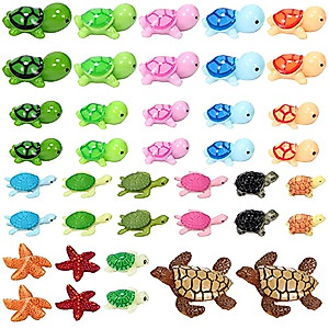 40 Pcs Miniature Turtle Figurines Resin Mini Turtle Statue Tiny Sea Turtles Fairy Accessories for Ocean Animal Landscape DIY Cupcake Cake Toppers Home Garden Terrarium Birthday Party Decorations