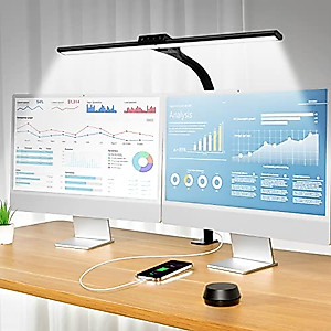 OREiN LED Desk Lamp for Home Office, 23W Desk Lamp with USB Charging Port, 5 Color Modes/Stepless Dimming/ 4 Timer, Flexible Desk Light with Touch & Remote Control, Office Desk Lamp with Clamp, Black