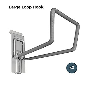 Crownwall Slat Wall Storage Organizer, Heavy Duty Steel Locking Loop Hook for Hanging Hoses, Cords, Ladders and Bulky Items, Slatwall Accessories Panels (2 Pack)
