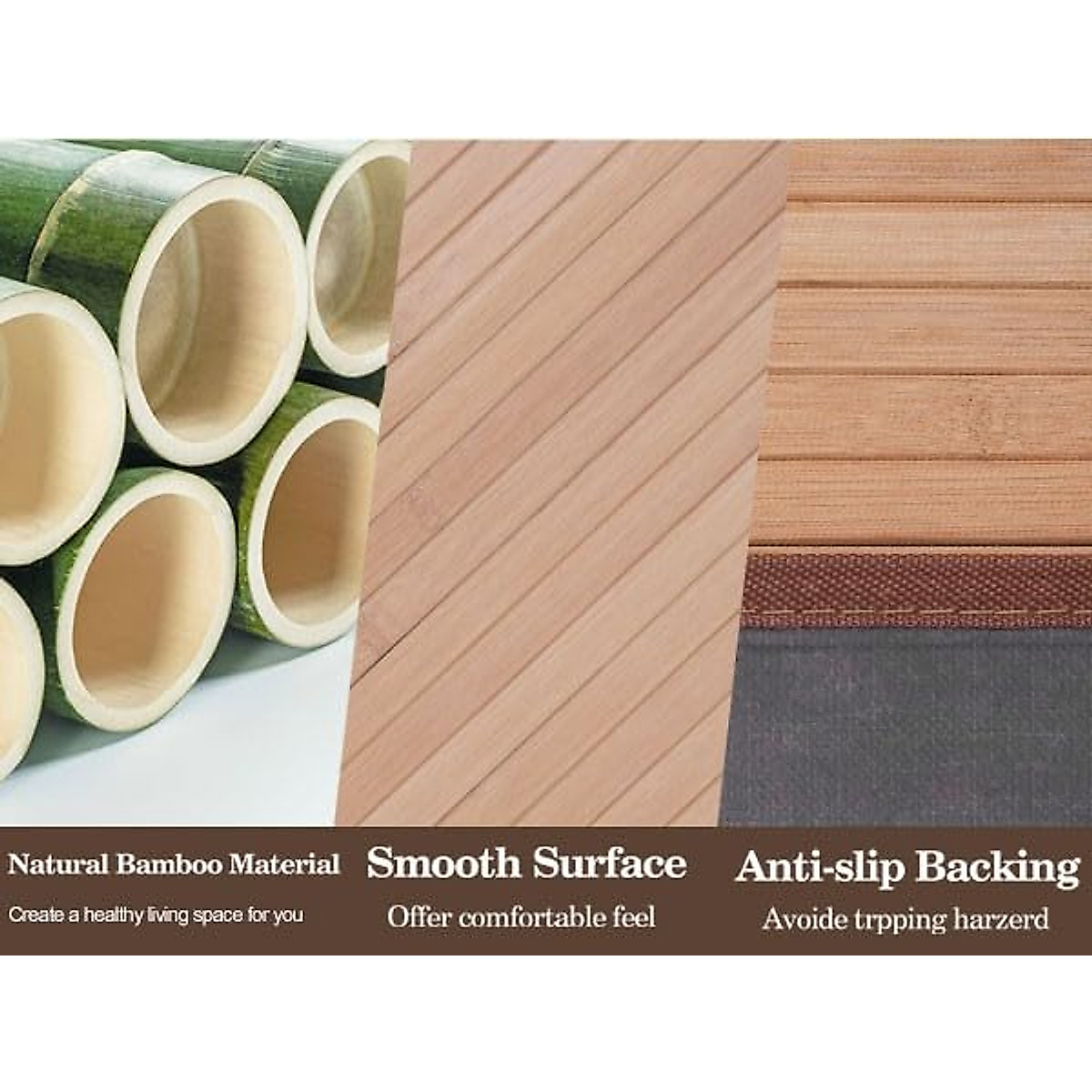 Qriocioa Small Bamboo Area Rug 31.5''x20'', Non Slip Bamboo Runners Rug for Hallways Entryway, Small Bamboo Floor Mat Easy to Mainten, Floor Protector Mat Neutral Area Rug