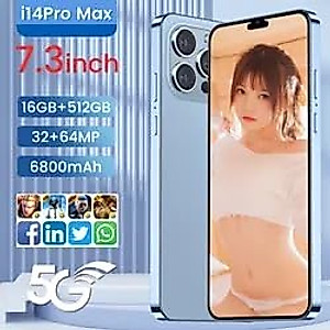 i 14 Pro Max Cell Phone 7.3 inch Big Screen 5G Smartphone 16GB + 512GB Dual SIM Android Mobile i Phone I14 PRO MAX