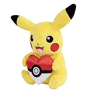 Pokémon 8" Pikachu with Heart Poke Ball Plush - Officially Licensed - Quality & Soft Stuffed Animal Toy - Add to Your Collection! - Great Gift for Kids, Boys, Girls & Fans of Pokemon
