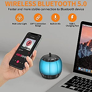 LFS Portable Bluetooth Speakers with Lights Mini Wireless Speaker, 7 Color Lights, 12H Playtime, TWS Pairing, IPX5 Waterproof, Night Light Small Speaker for Home, Outdoor, Christmas
