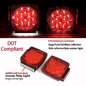 CZC AUTO 12V LED Submersible Trailer Tail Light Kit for Under 80 Inch Boat Trailer Marine with 18G Pure Copper Wiring Harness Kit (Exclusive Trailer Light kit)