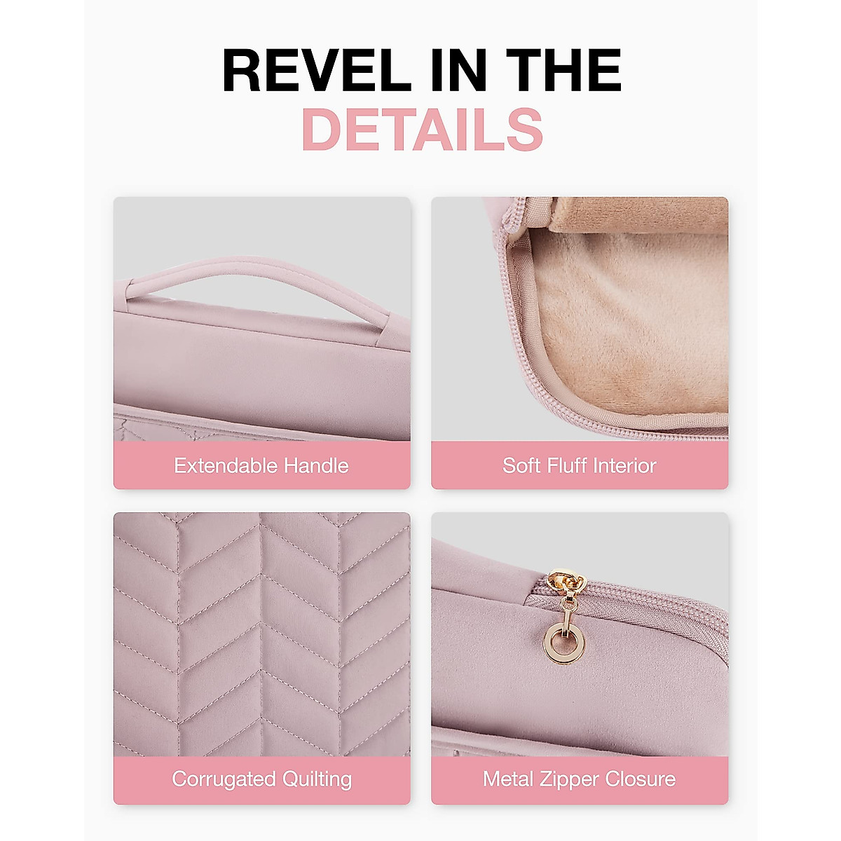 BAGSMART 13-14 inch Laptop Sleeve with Handle, Puffy Padded Laptop Case Fitted with MacBook Air Pro 13.3-14 inch, Dell, HP