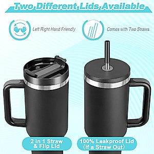 40 oz Tumbler with Handle and Straw, 2 Lids (2 in 1 & LeakProof Lid) - Vacuum Insulated Stainless Steel Double Wall Water Bottle Travel Mug - Holiday Gifts for Women Men - Baby Pink