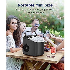 COWSAR Portable Countertop Ice Maker Machine with Self-Cleaning, 26.5lbs/24Hrs, 6 Mins/9 Pcs Bullet Ice, Ice Scoop and Basket, Handheld Ice Maker for Kitchen/Home/Office/Party