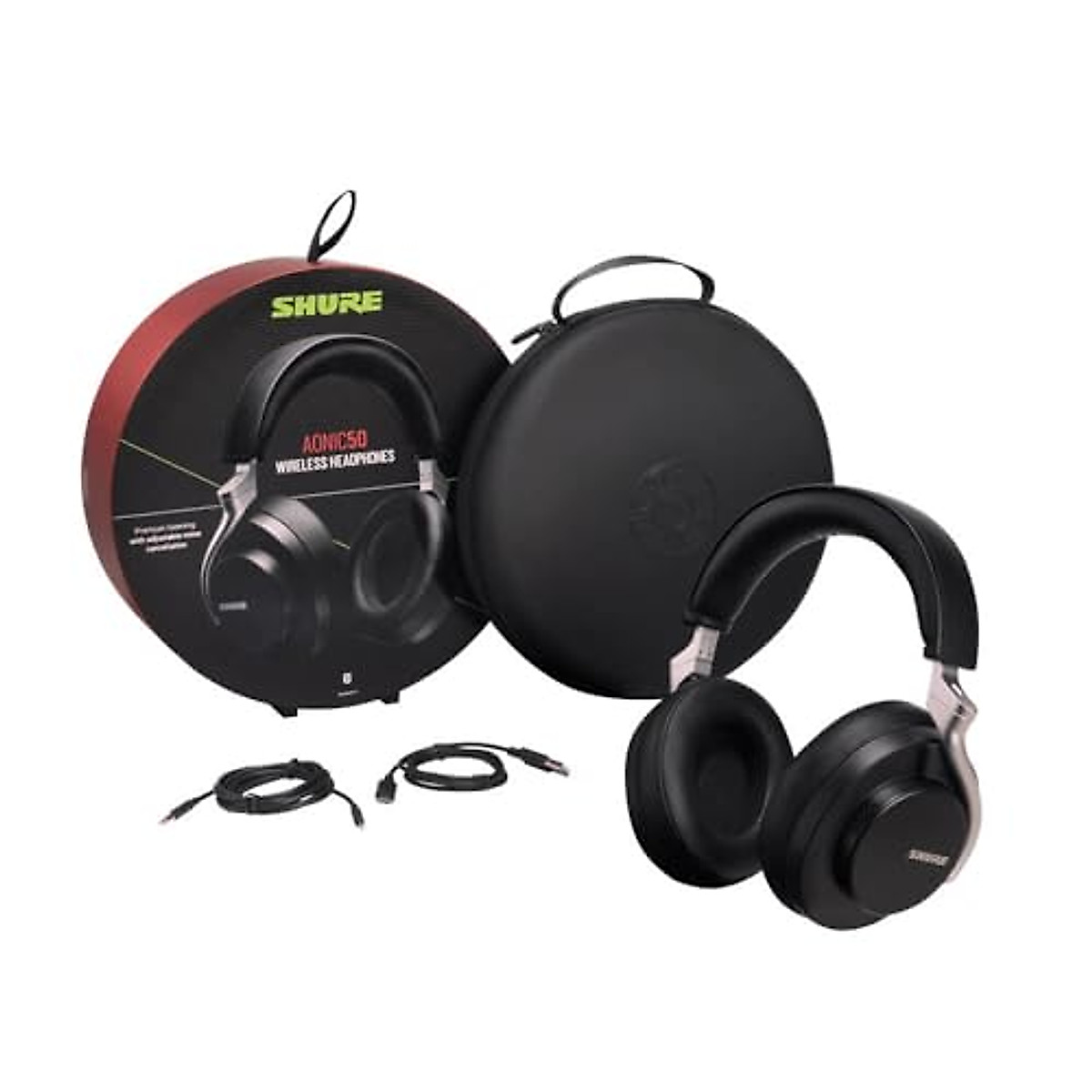 Shure AONIC 50 Wireless Noise Cancelling Headphones, Premium Studio-Quality Sound, Bluetooth 5 Wireless Technology, Comfort Fit Over Ear, 20 Hours Battery Life, Fingertip Controls - Black