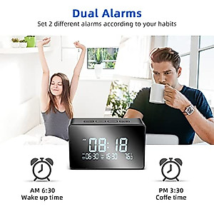 XDL-POWER Hidden Camera Clock 1080p WiFi Spy Camera 3 in 1 Nanny Cam with Night Vision,Dual Alarm Clocks,Room Thermometer,Motion Detection Alert,Loop Recording