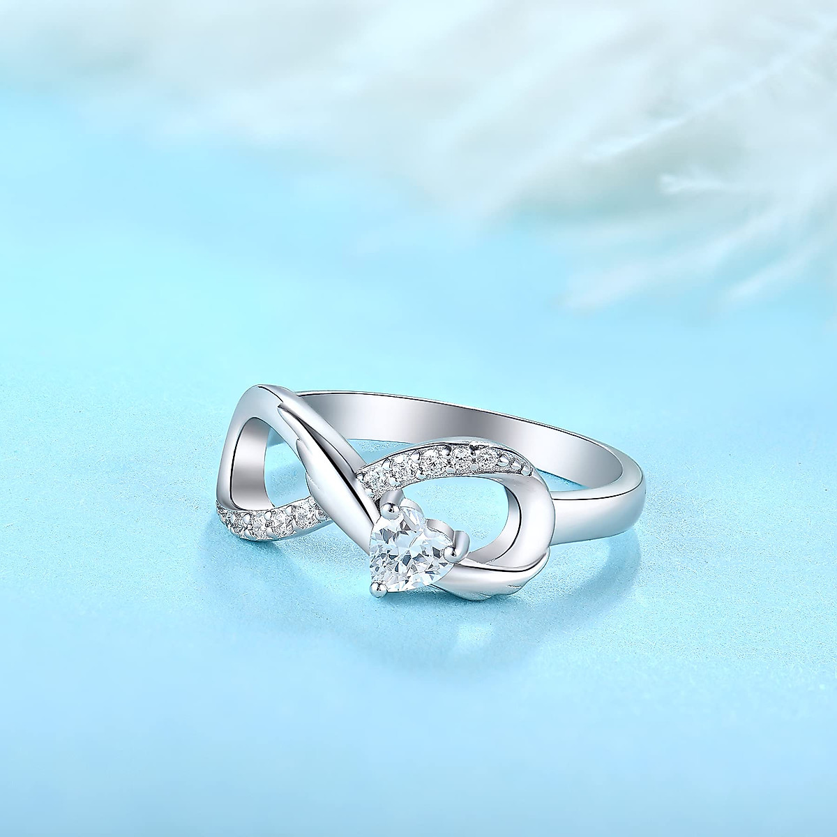 STARCHENIE Infinity Promise Ring 925 Sterling Silver Angel Wings Heart Ring for Women Size 6