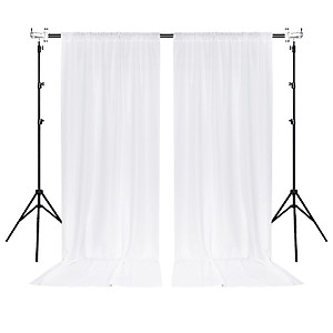 White Backdrop Curtain for Wedding Decor Holiday Party 4 Panels- White Wedding Backdrop Polyester Photography Backdrop Drapes Baby Shower Birthday Privacy Sliding Curtains Home Decor，5ft x 10ft