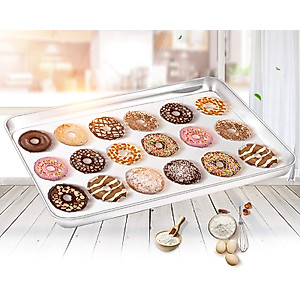 Baking Sheet with Rack Set, E-far Stainless Steel Baking Pans Tray Cookie Sheet with Cooling Rack, 16 x 12 x 1 inch, Non Toxic & Healthy, Rust Free & Dishwasher Safe - 4 Pieces (2 Sheets + 2 Racks)
