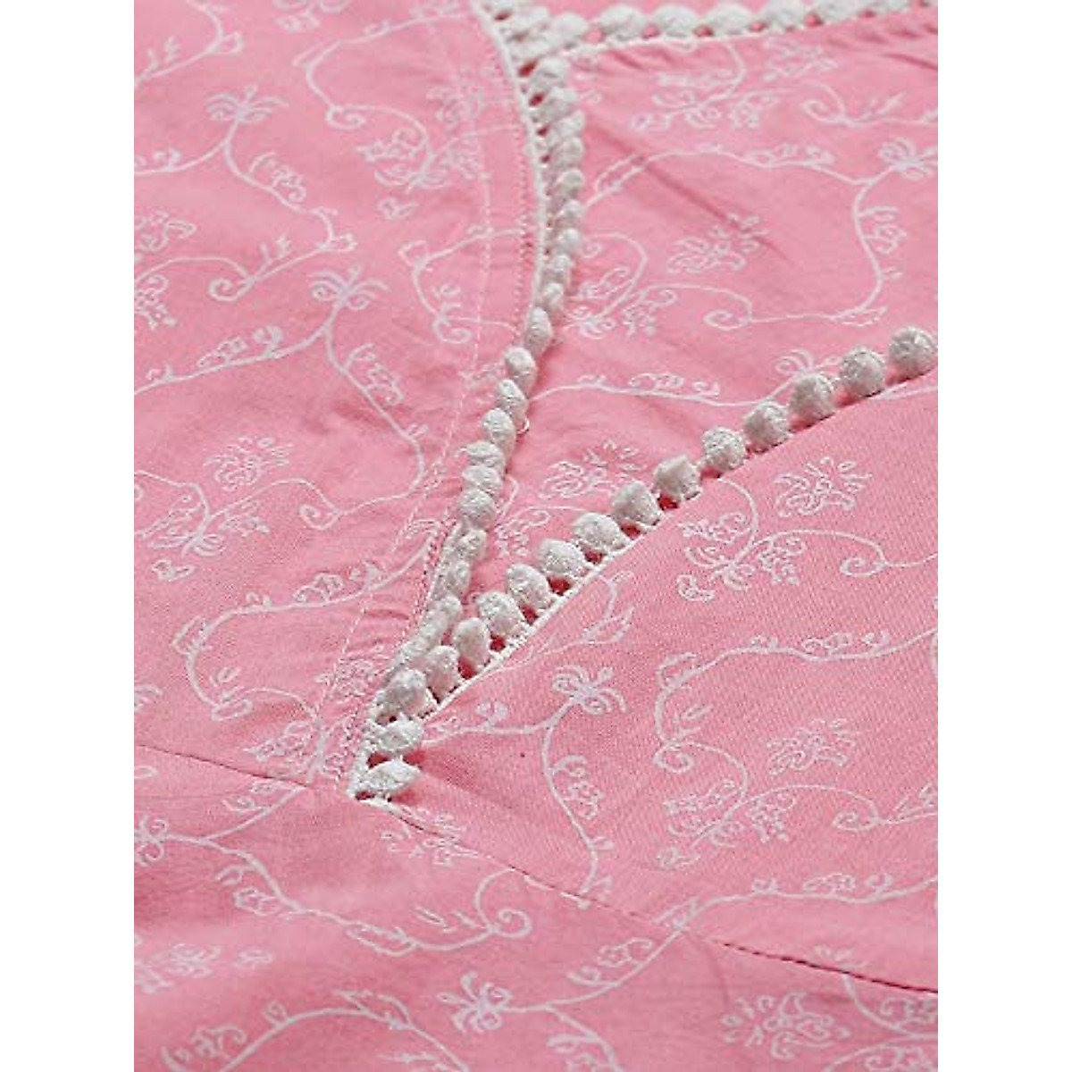 Yash Gallery Women's Cotton Floral Print Anarkali Kurtis (Light Pink)