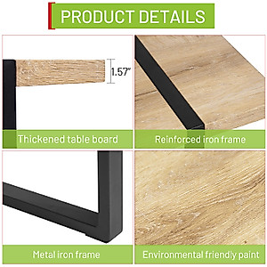 FurnitureR 55 Inch Rectangular Dining Table Large Home Office Desk with Heavy-Duty Wooden Tabletop and Metal Frame for Meals/Work/Gaming/Conference, Oak