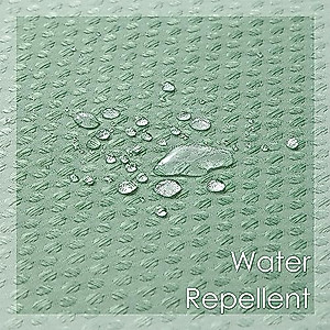 Home Queen Water Resistant Bathroom Window Curtains, Waffle Textured Half Cafe Curtain Tier for Kitchen, 28 W X 45 L Inches, Set of 2, Sage