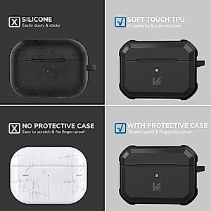 AirPods Pro 2nd/1st Generation Case, KMMIN Airpods Pro 2 Case Full Protective Hard Cover for Apple AirPods Pro 1st/2nd Gen Charging Case 2019/2022 with Keychain for Men Women [Front LED Visible]-Black